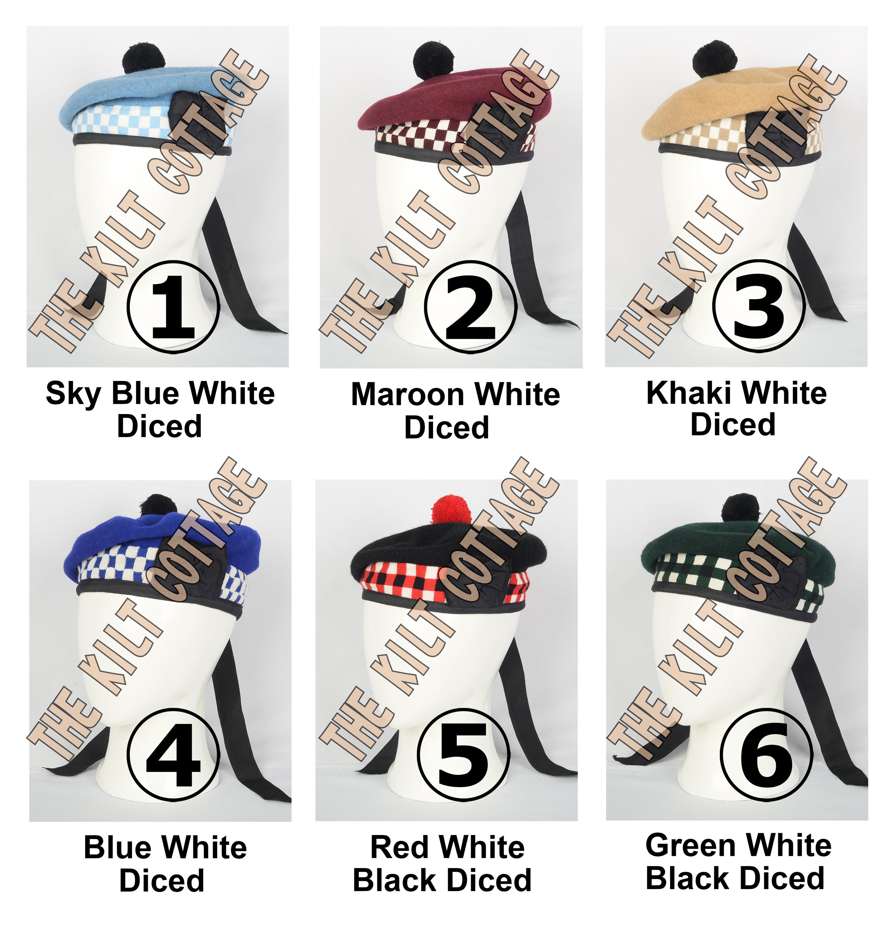 Scottish Glangerry Cap - Traditional Balmoral Bonnet Hat - 100% Wool ...