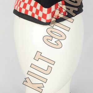 Scottish Glengarry Bonnet Hat - Red White Diced - 100% Wool British ...