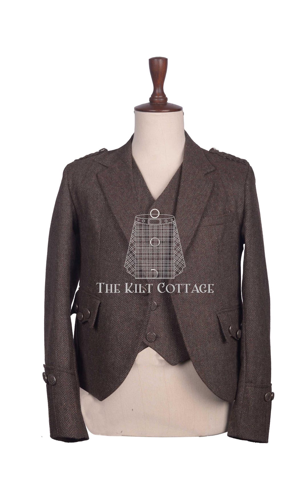Scottish Tweed Wool Argyll Jacket and Waistcoat - Single Button Kilt ...