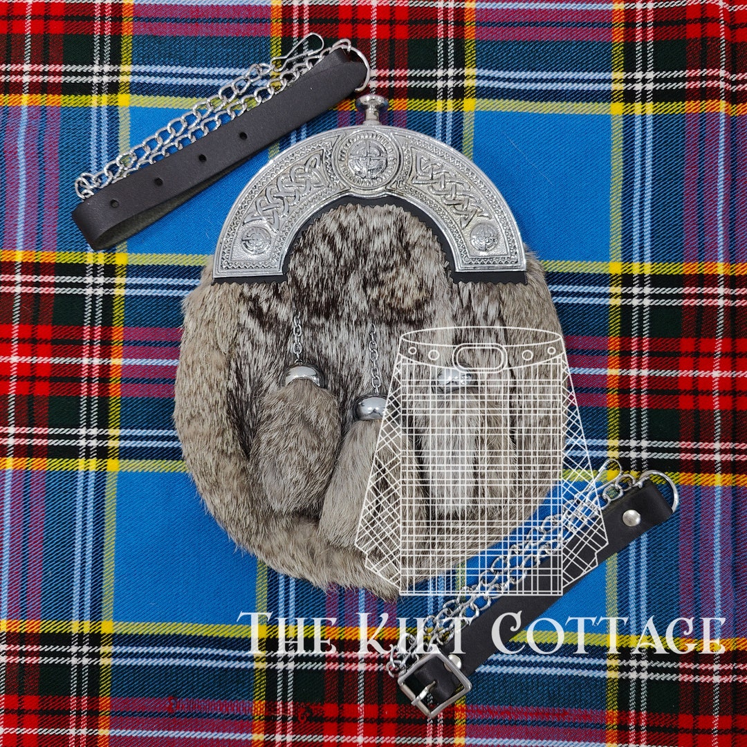 Scottish Traditional Premium Full Dress Sporran - Black Leather & Brown ...
