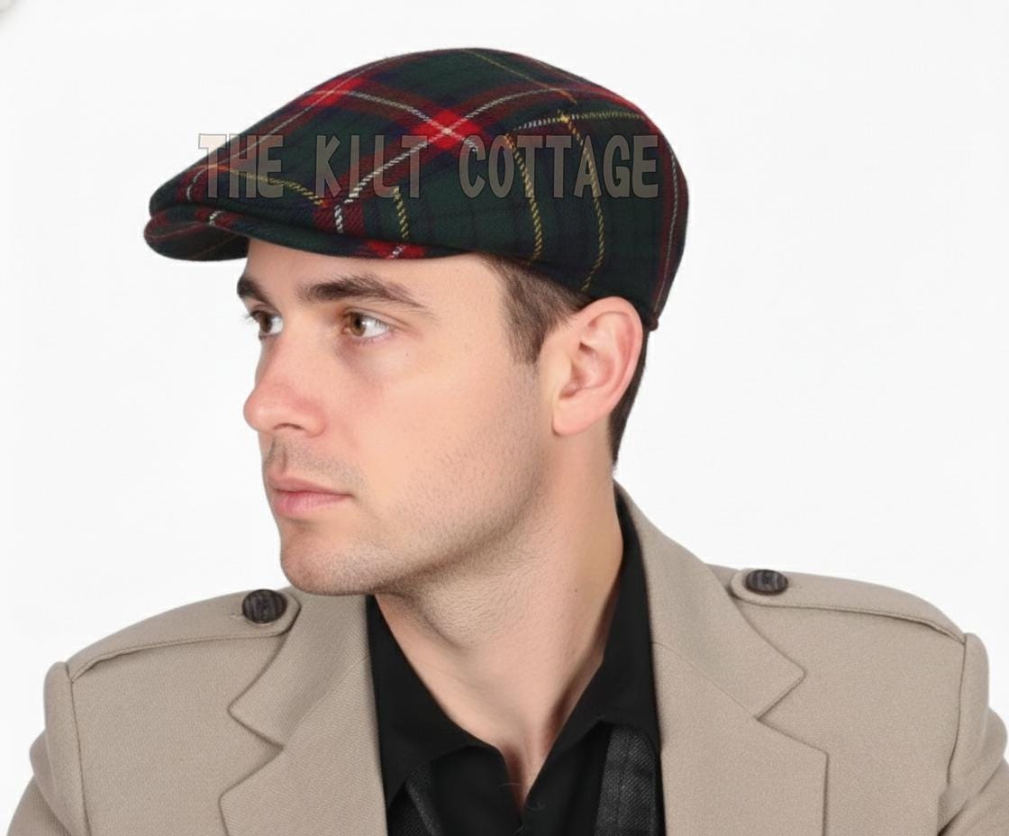 Scottish Tartan Flat Hat – Traditional Plaid Driving Cap - Classic Men ...