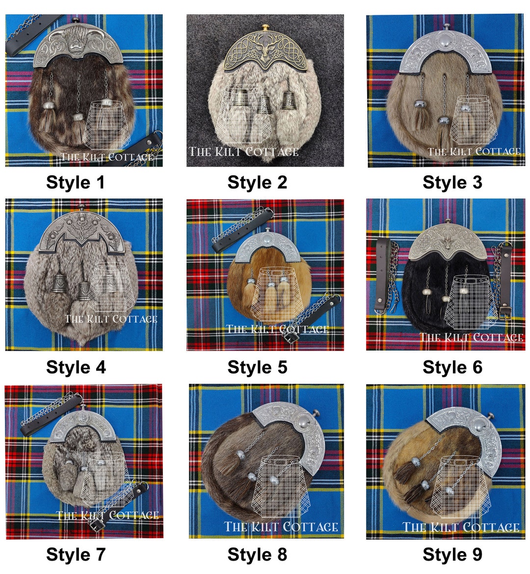 Scottish Kilt Full Dress Sporran - Traditional Leather Sporran for Men ...