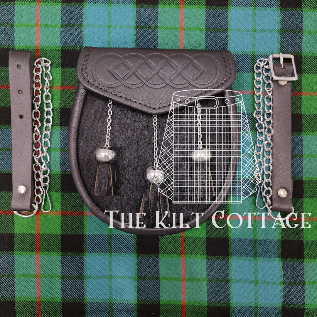 Scottish Semi Dress Sporran - Premium Hand Crafted Black Leather and ...