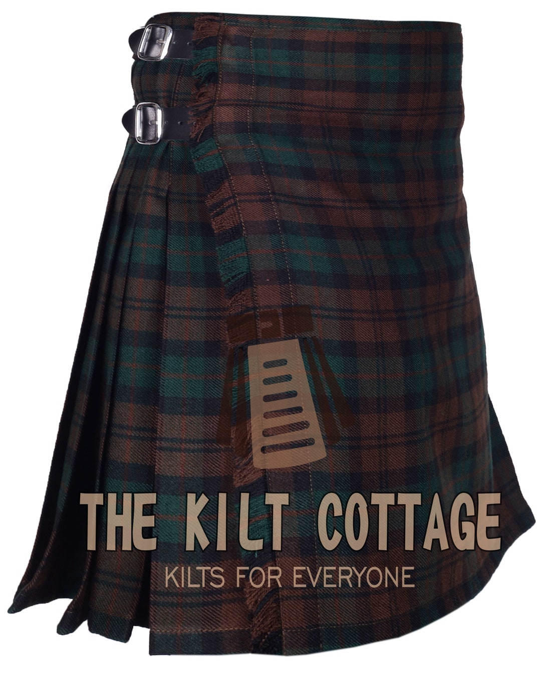 Brown Watch Tartan Scottish 8 Yard Kilt for Men - 16oz Acrylic Fabric ...