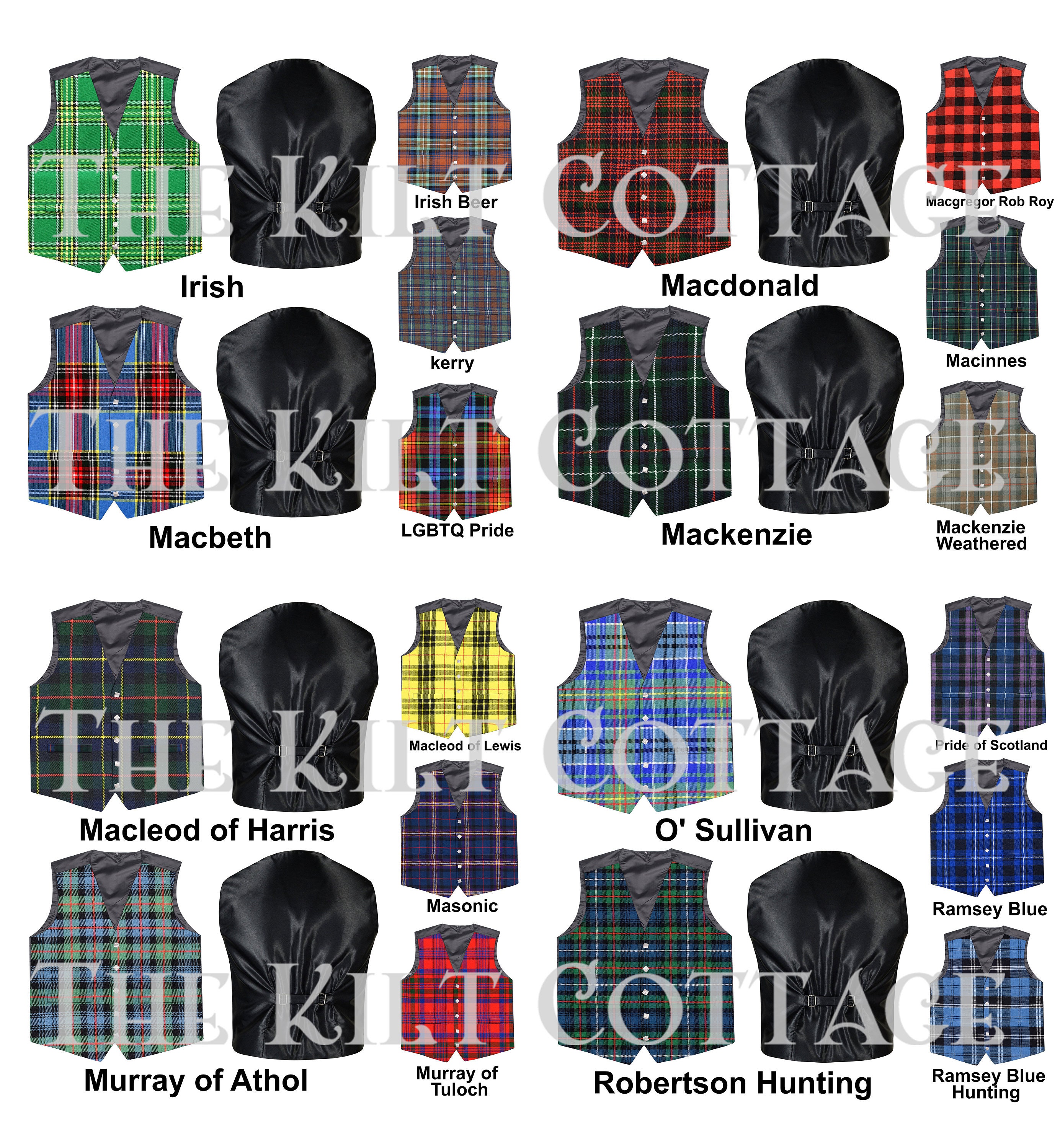 Scottish Tartan Waistcoat Kilt Vest 5 Buttons Traditional Wedding ...
