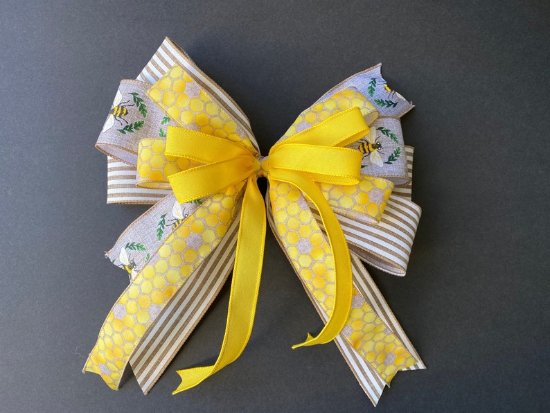 Wreath Bow With Bees, Bee Swag Ribbon, Decorative Bow With Bees, Spring ...