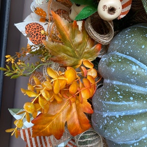 Fall Pumpkin Farmhouse Wreath, Autumn Mantle Wreath, Large Fall Deco ...