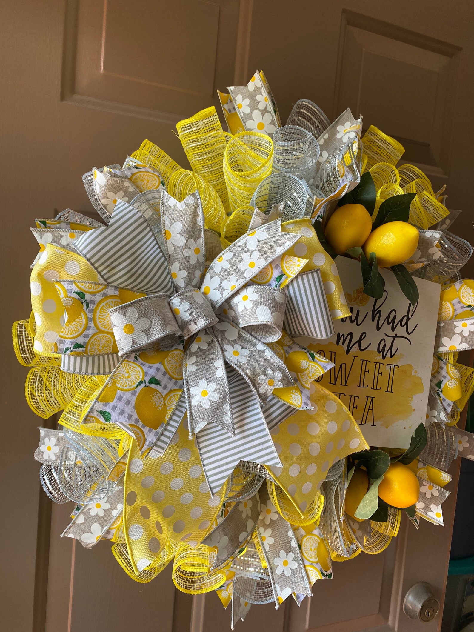 Lemon Deco Mesh Wreath Summer Lemon Front Door Decor Spring - Etsy