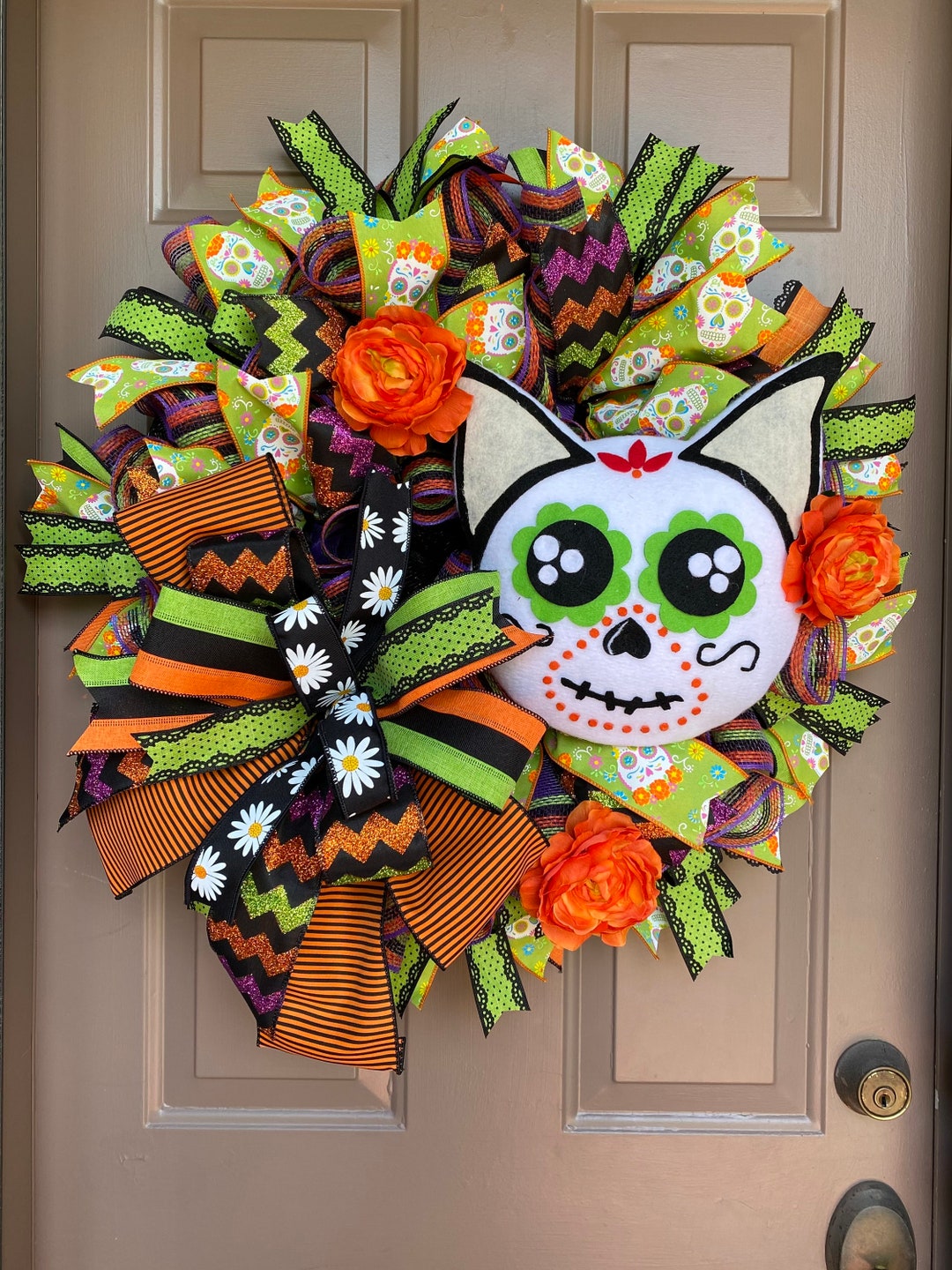Dia De Los Muertos Wreath, Day of the Dead Door Decor, Mexican ...