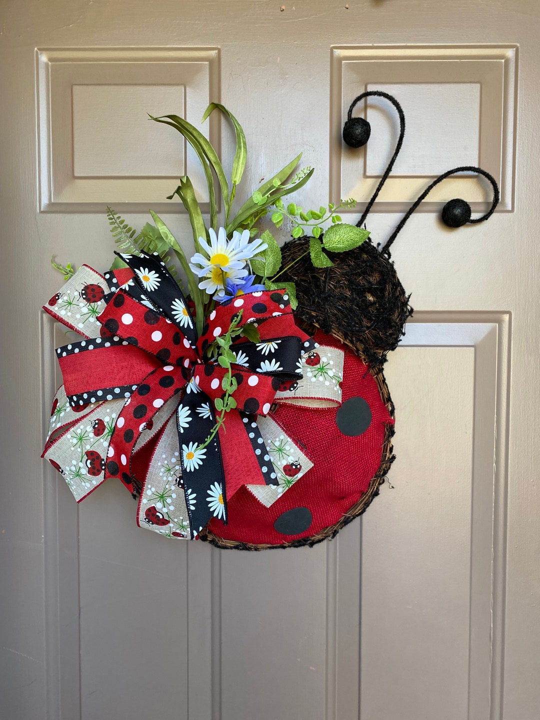Ladybug Door Hanger, Ladybug Door Decor, Ladybug Wreath, Ladybug Wall ...