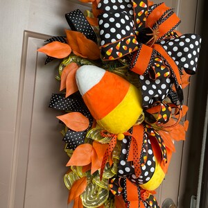 Candy Corn Swag Halloween Door Decor, Cute Halloween Wreath Party ...