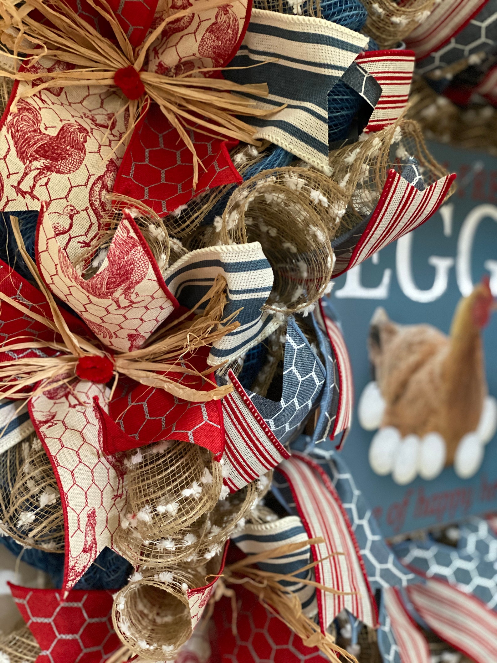 Farmhouse Chicken Wreath Kitchen Farmhouse Wreath Burlap | Etsy