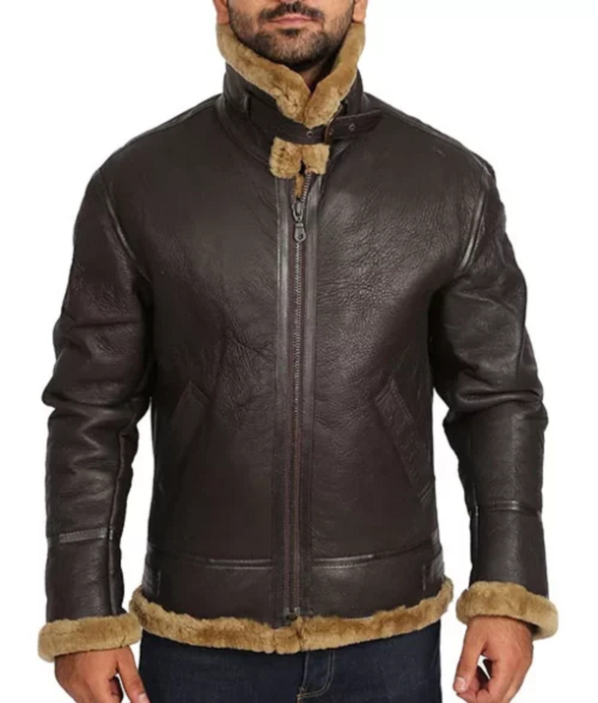 Men's Original R.A.F Brian Brown Bomber Jacket Real Sheepskin Jacket - Etsy