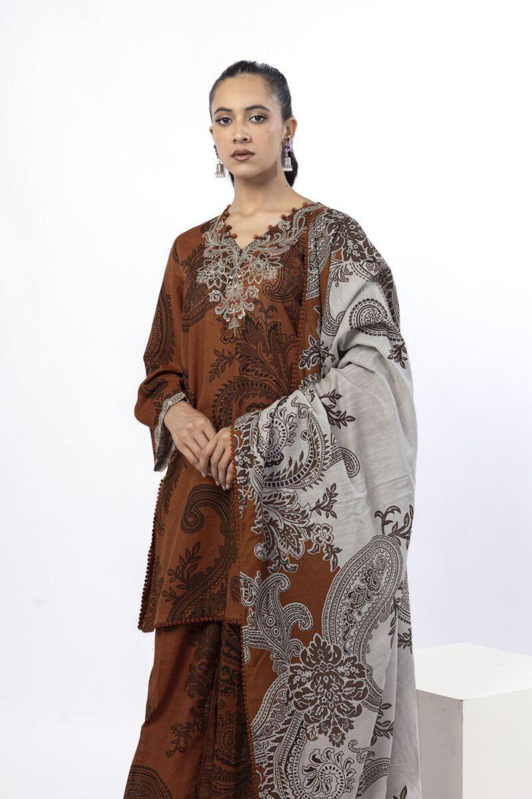 Custom Stitched Embroidered Khaddar Pakistani Suit Salwar Kameez for ...