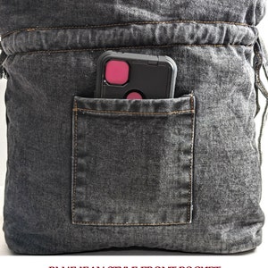 Black Denim Jean Bag, Black Denim Tote Handbag, Denim Shoulder Bag ...