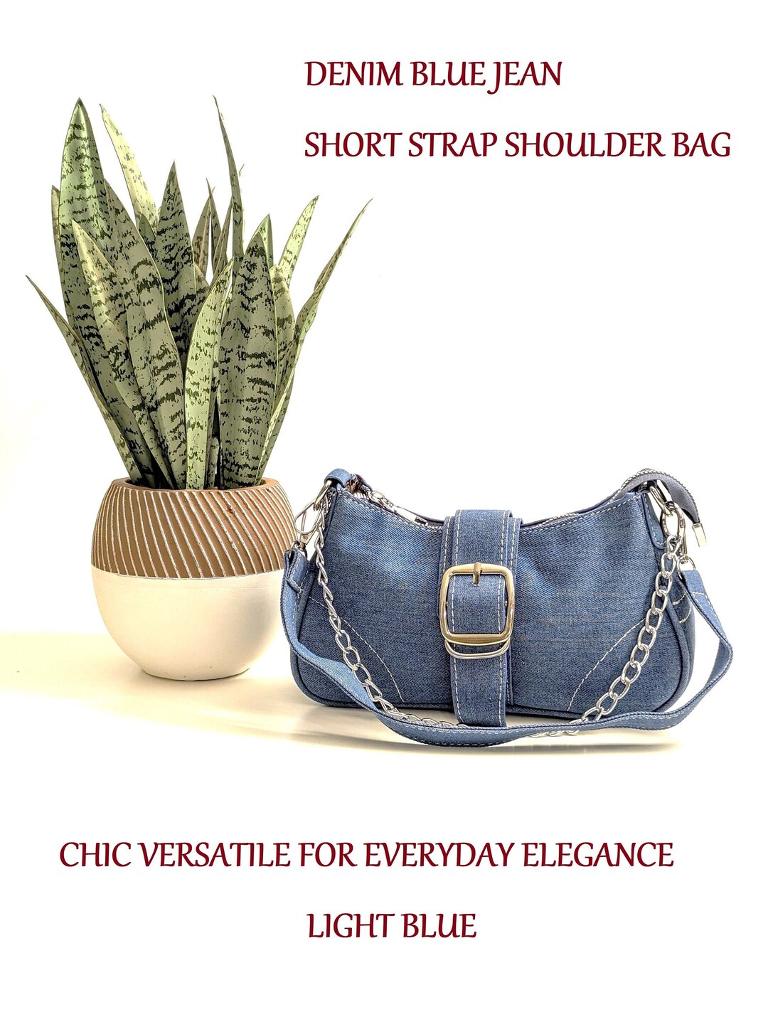 Blue Jean Denim Shoulder Bag, Denim Short Strap Shoulder Bag, Small ...