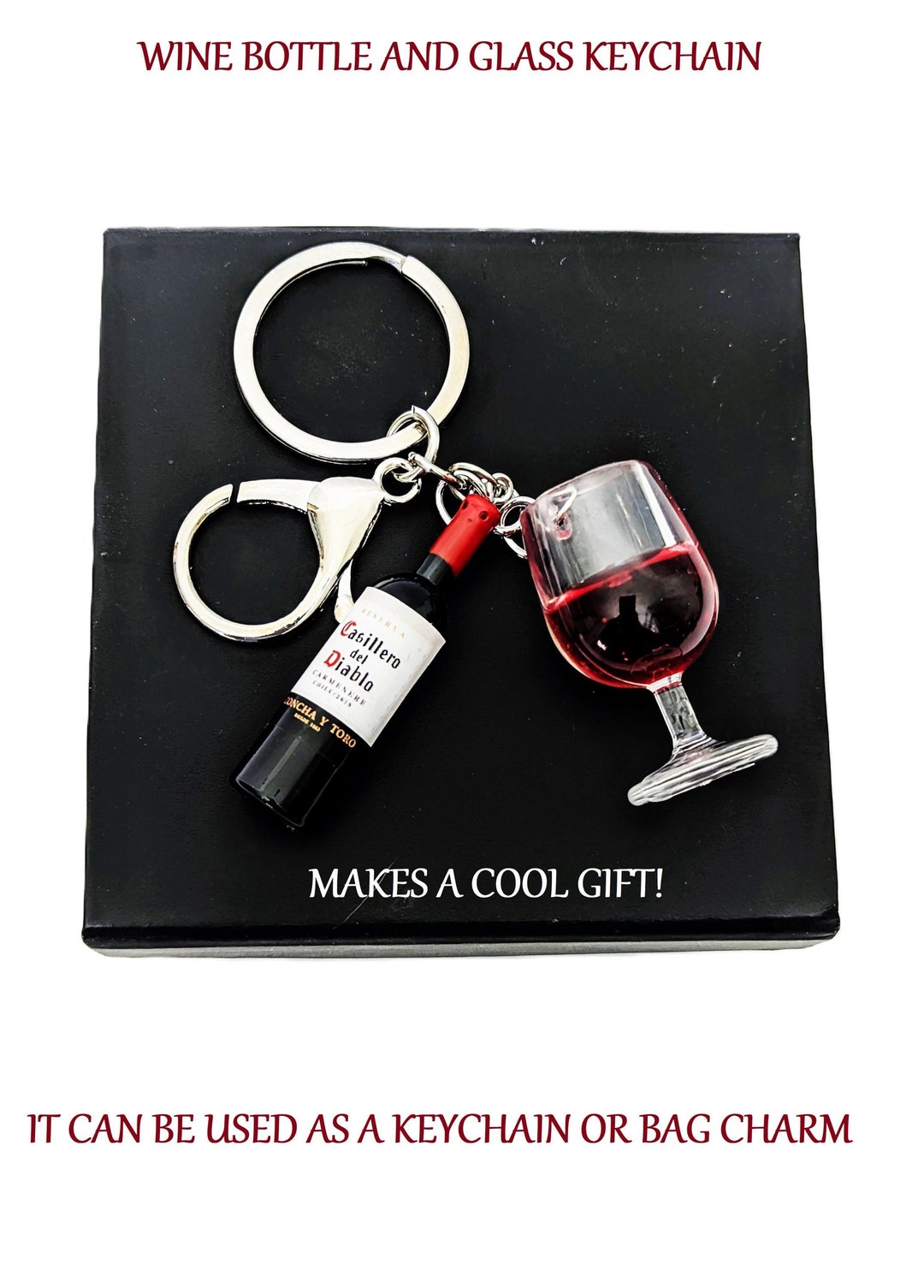 Wine Bottle and Glass Keychain, Wine Glass Keychain, Wine Keychain ...