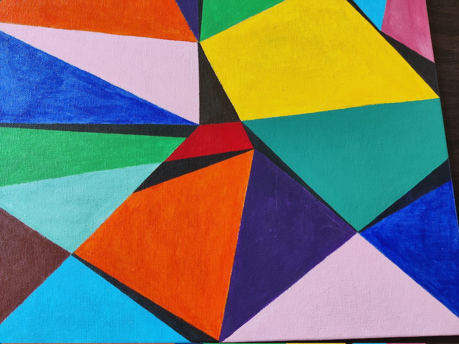 Original colorido triángulo geométrico pintura abstracta sobre | Etsy