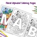 Floral Alphabet Letters Coloring Pages, Printable Adult Coloring Pages ...
