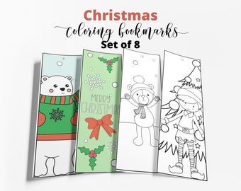 Christmas Coloring Bookmarks for Kids (printable) - Etsy