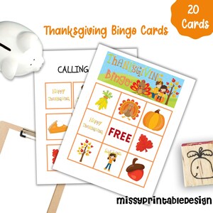 Thanksgiving Bingo Cards, Printable Thanksgiving Bingo Game, School ...