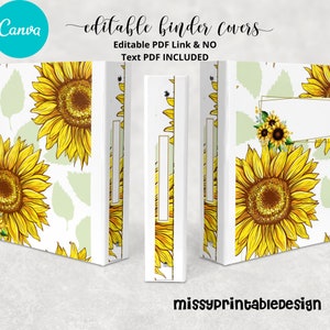 Editable Sunflower Binder Covers & Spines, Printable Binder Covers ...