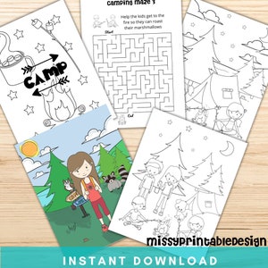 Camping Coloring Activity Pages, Printable Camping Coloring Book ...