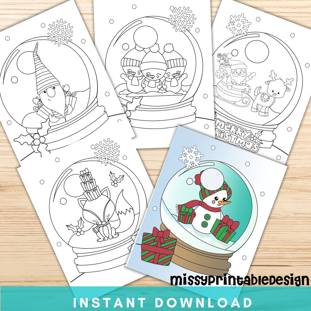 Snow Globe Coloring Pages, Printable Christmas Coloring Pages ...