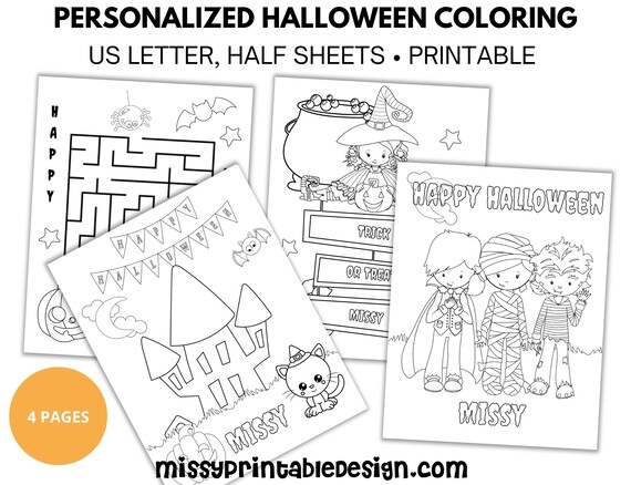 Personalized Halloween Coloring Pages Custom Halloween Party - Etsy