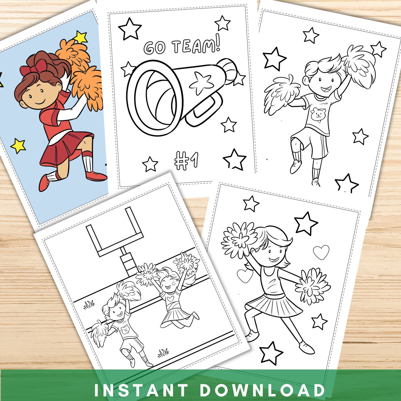 Cheerleading Coloring Pages Printable Cheerleader Coloring - Etsy