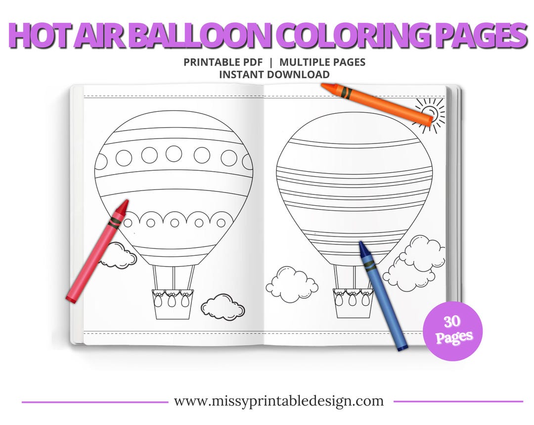 Hot Air Balloon Coloring Pages, Printable Coloring Pages, Birthday ...