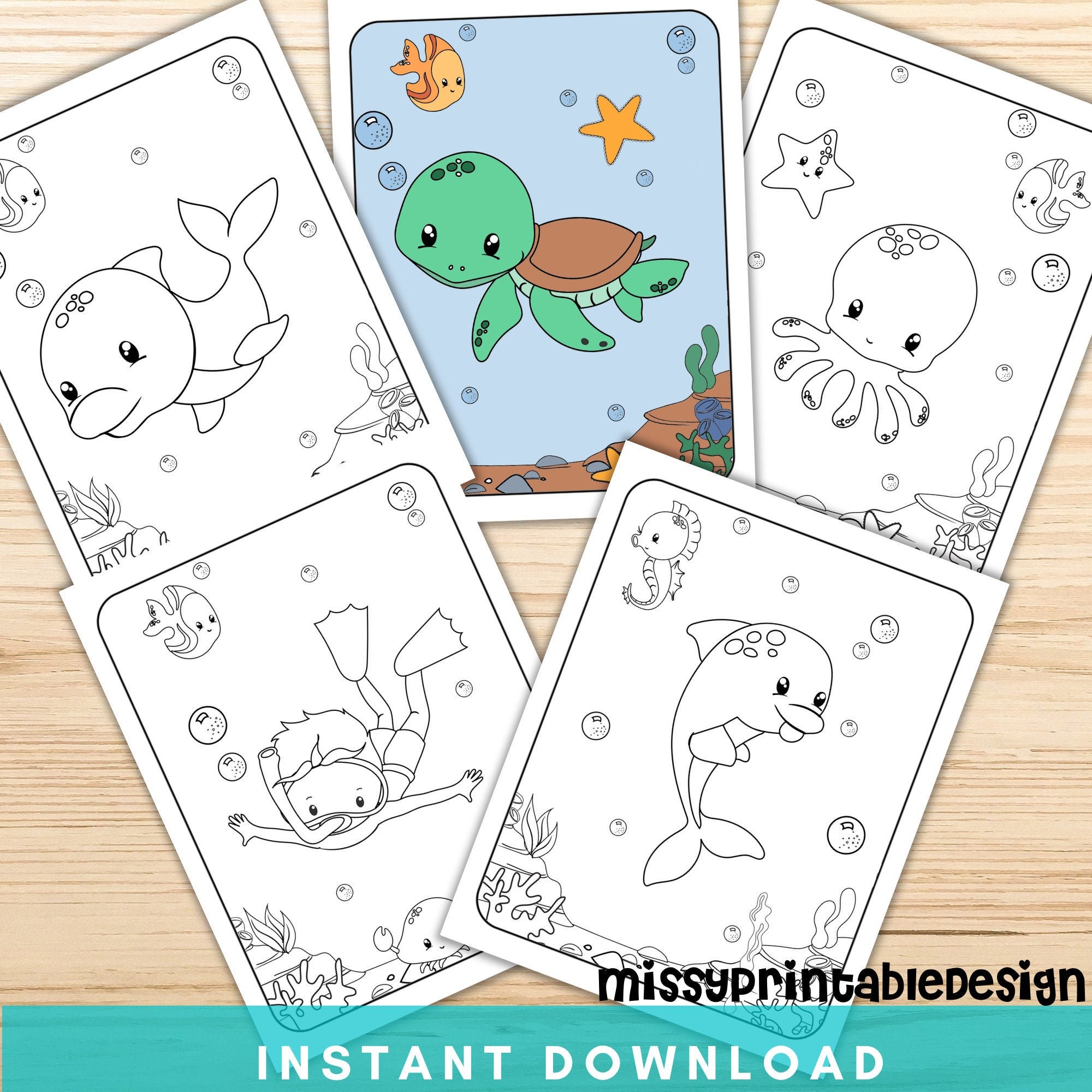 Ocean Coloring Pages Printable Sea Life Kids Coloring Pages - Etsy
