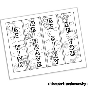 Be Kind Coloring Bookmarks (set of 4), Printable Kindness Coloring ...