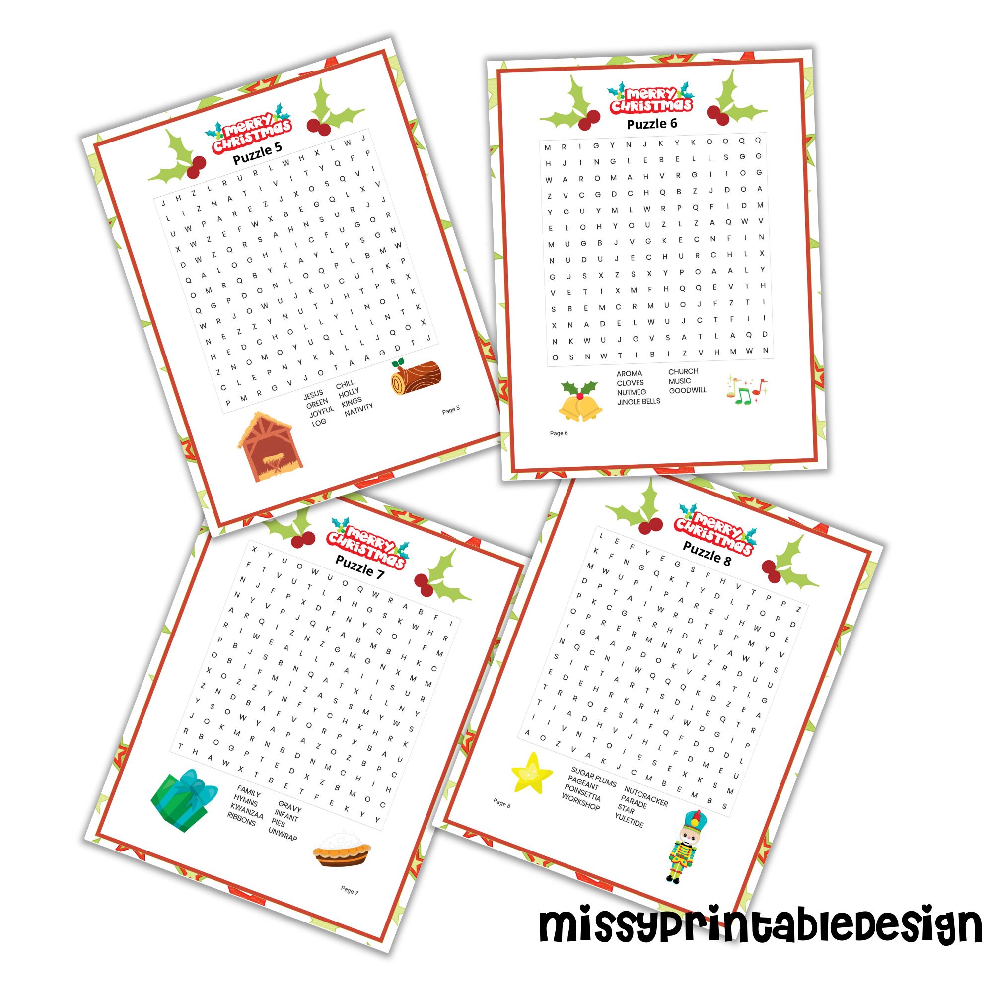 Christmas Word Search Printable Christmas Word Find Holiday | Etsy