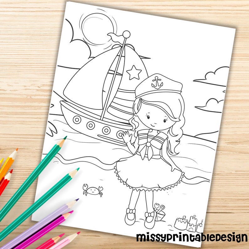 Nautical Coloring Pages Printable Sailing Kids Coloring - Etsy