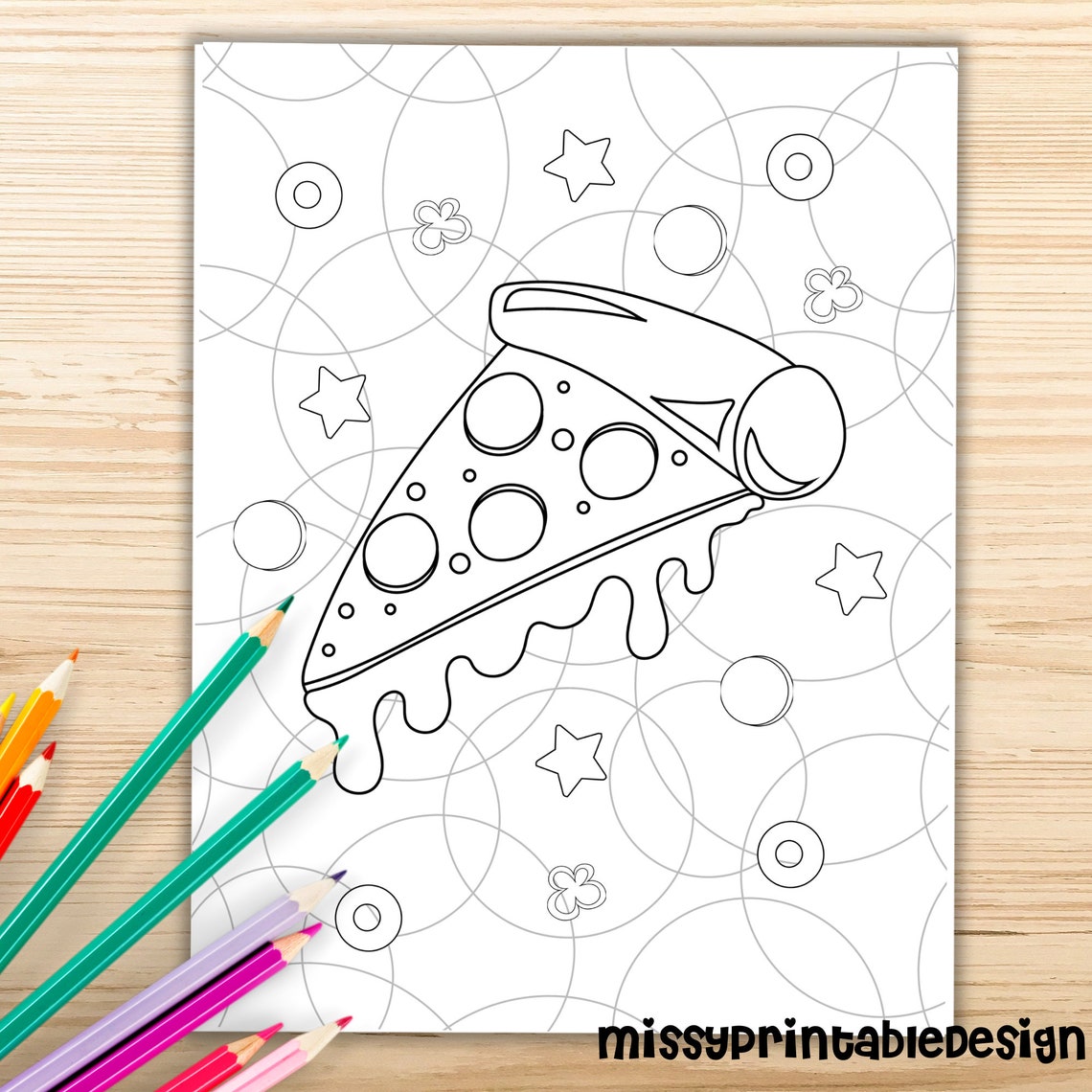 Pizza Coloring Pages Pizza Party Printables Pizza Birthday | Etsy