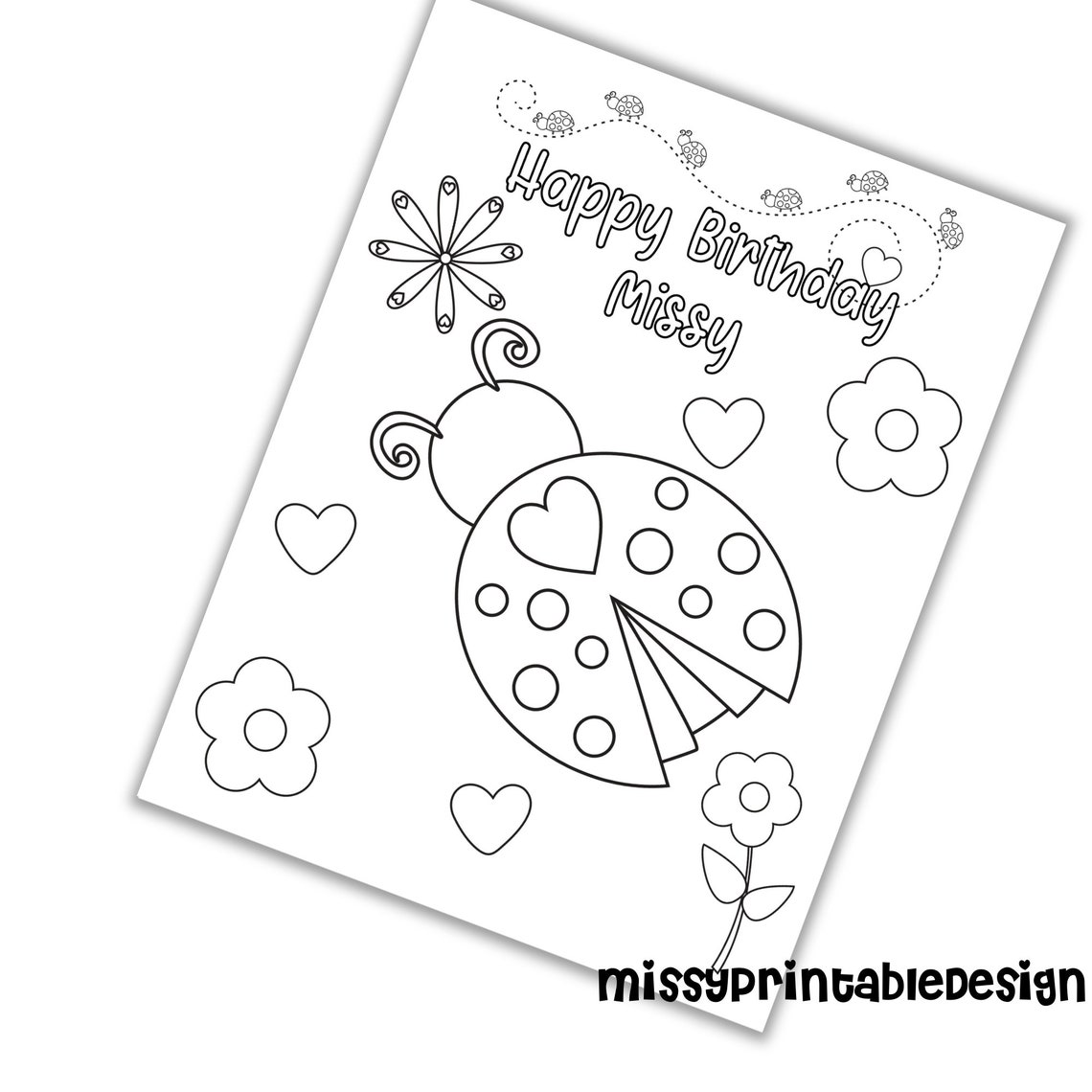 Personalized Ladybug Party Coloring Pages Custom Ladybug - Etsy