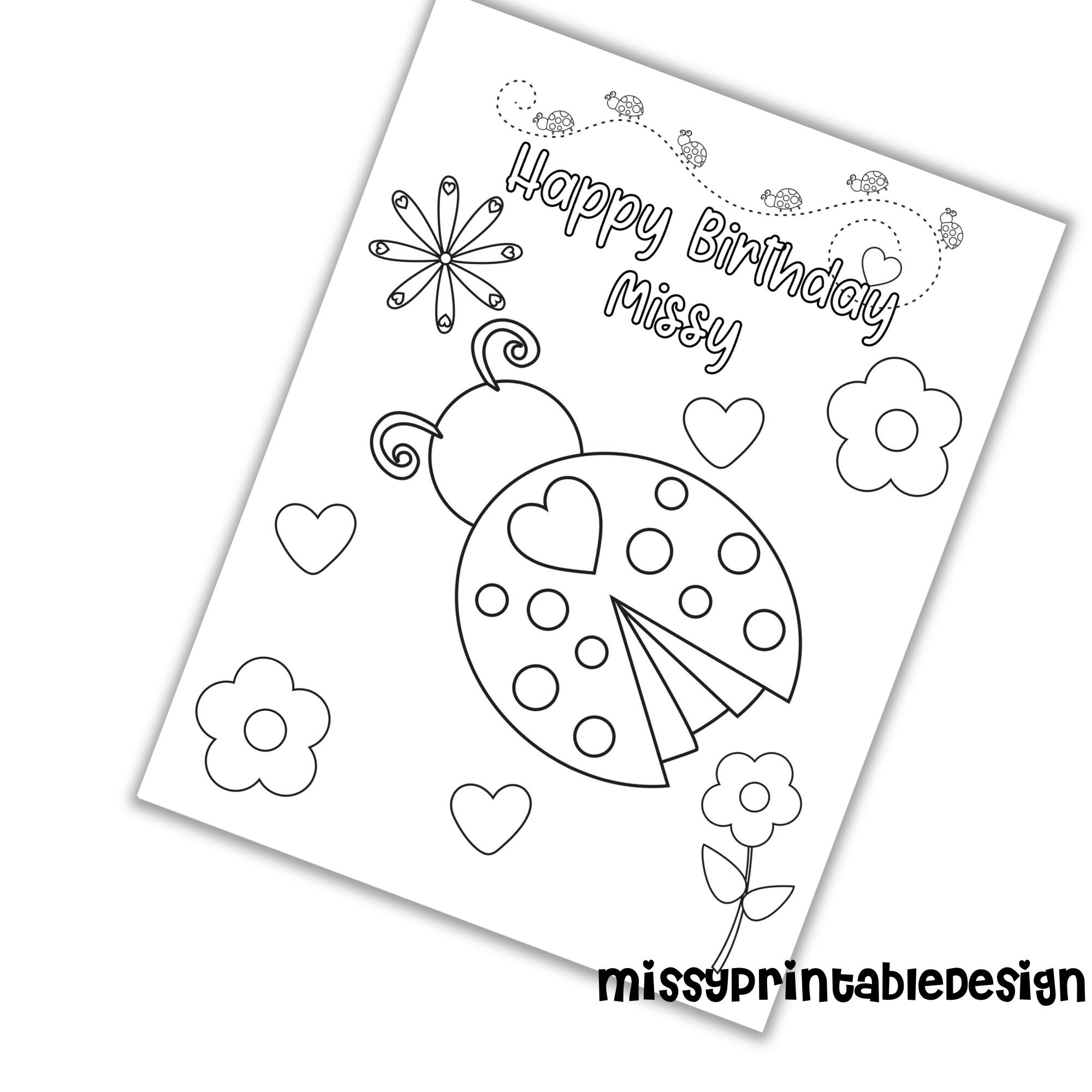 Personalized Ladybug Party Coloring Pages Custom Ladybug - Etsy