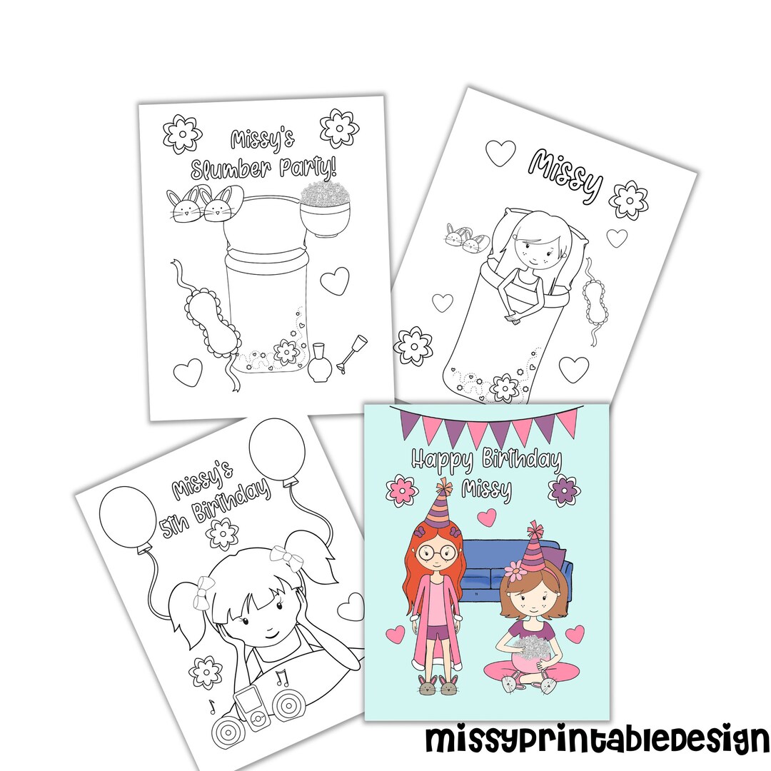 Personalized Slumber Party Coloring Pages, Custom Slumber Party ...