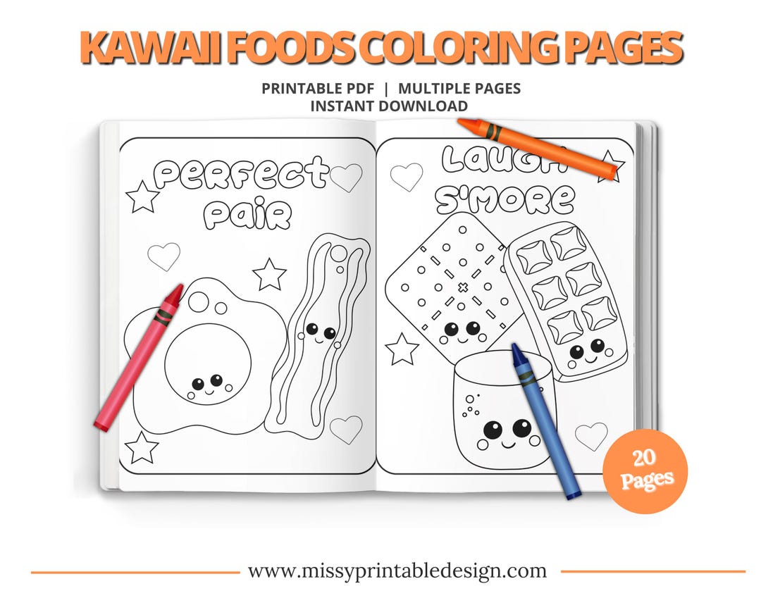 Kawaii Food Coloring Pages, Kids Activity (instant Download) - Etsy