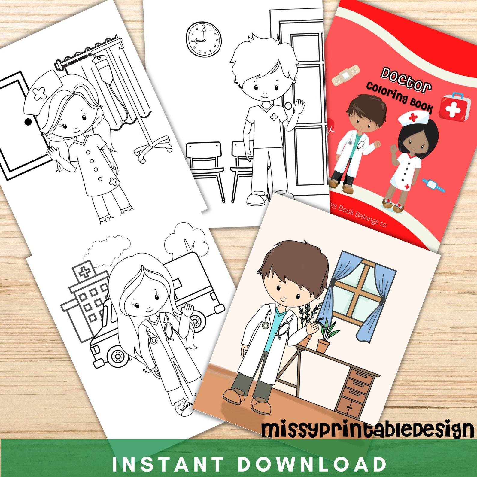 Doctor Coloring Pages Printable Hospital Coloring Pages | Etsy