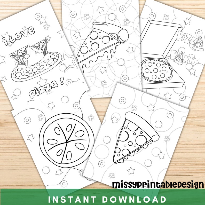Pizza Coloring Pages Pizza Party Printables Pizza Birthday | Etsy