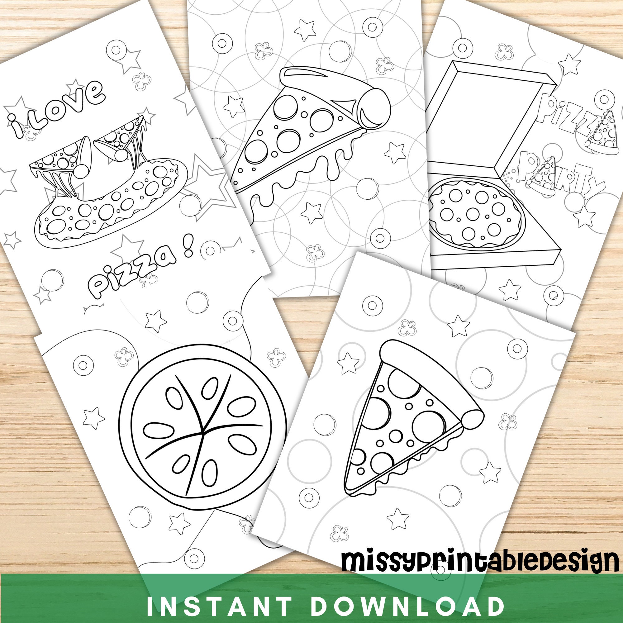 Pizza Coloring Pages Pizza Party Printables Pizza Birthday | Etsy