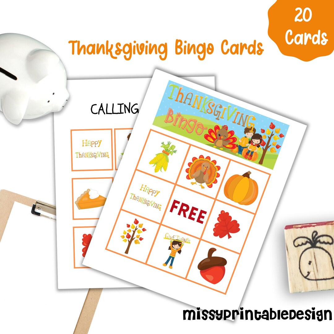 Thanksgiving Bingo Cards, Printable Thanksgiving Bingo Game, School ...