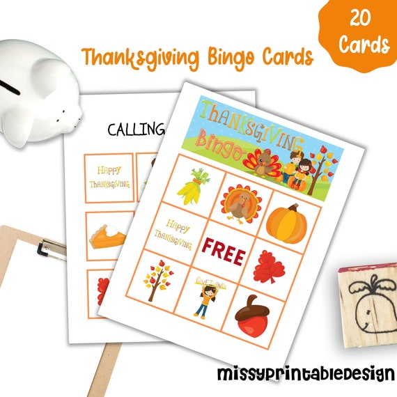 Thanksgiving Bingo Cards Printable Thanksgiving Bingo Game | Etsy