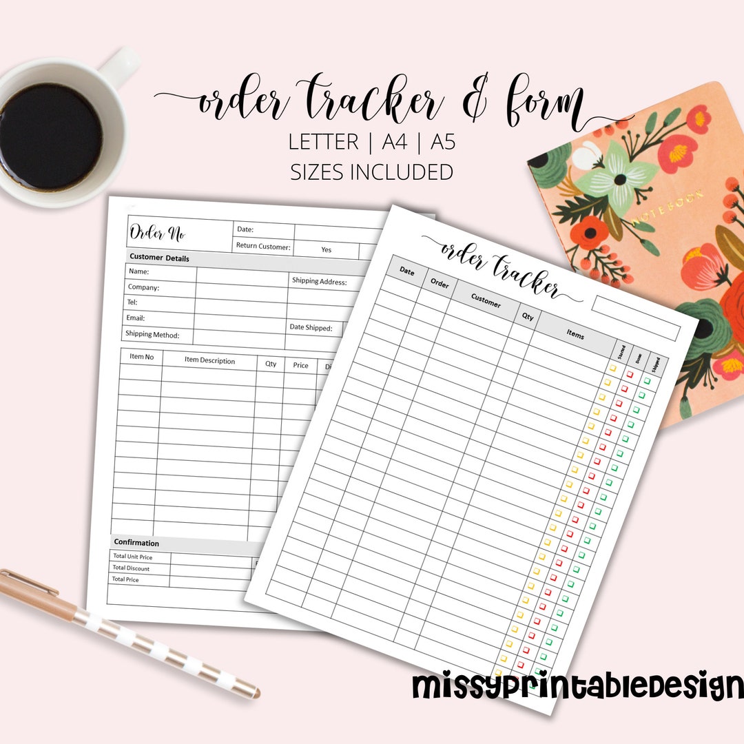 Order Tracker and Order Form, Printable Order Tracker Log, Small ...