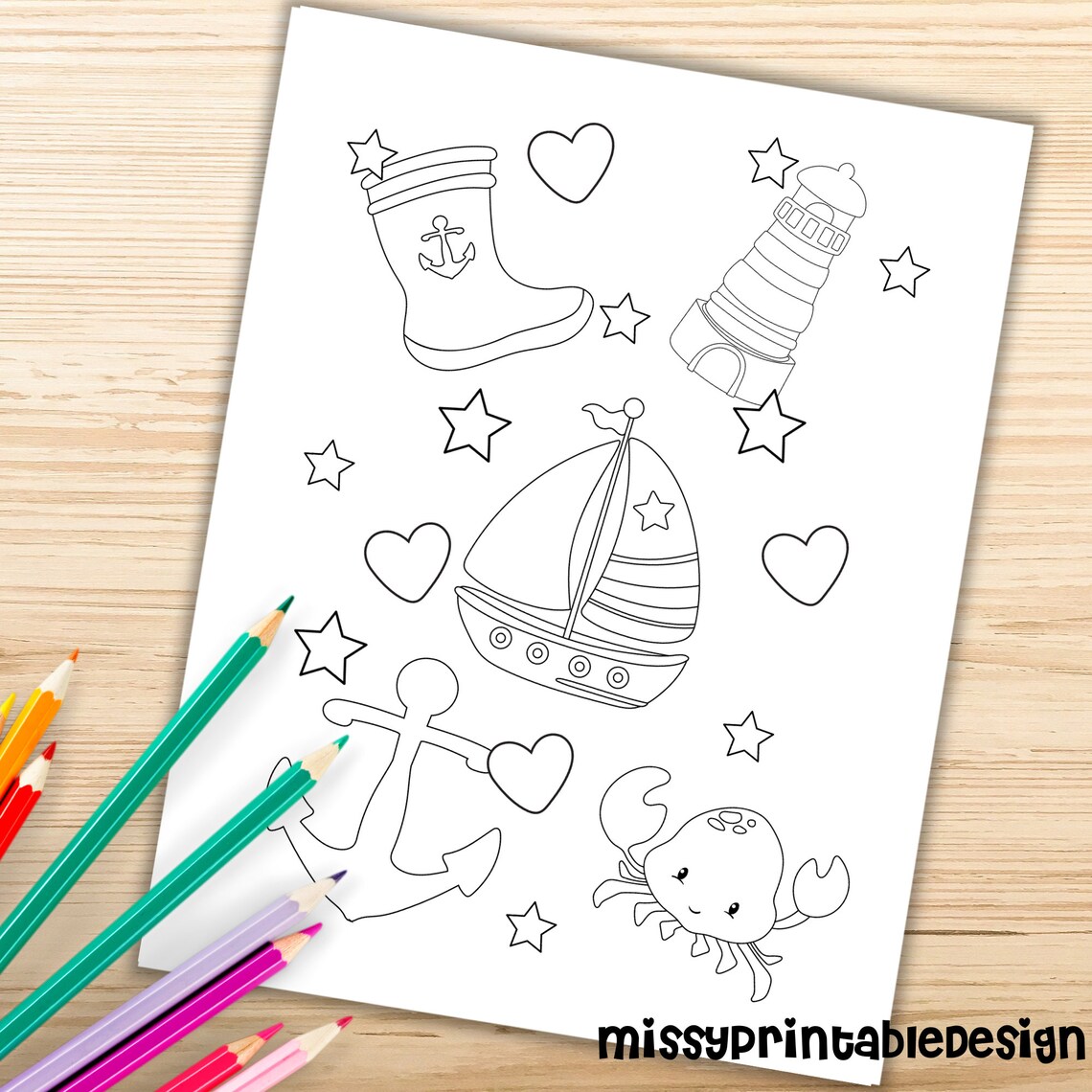 Nautical Coloring Pages Printable Sailing Kids Coloring - Etsy