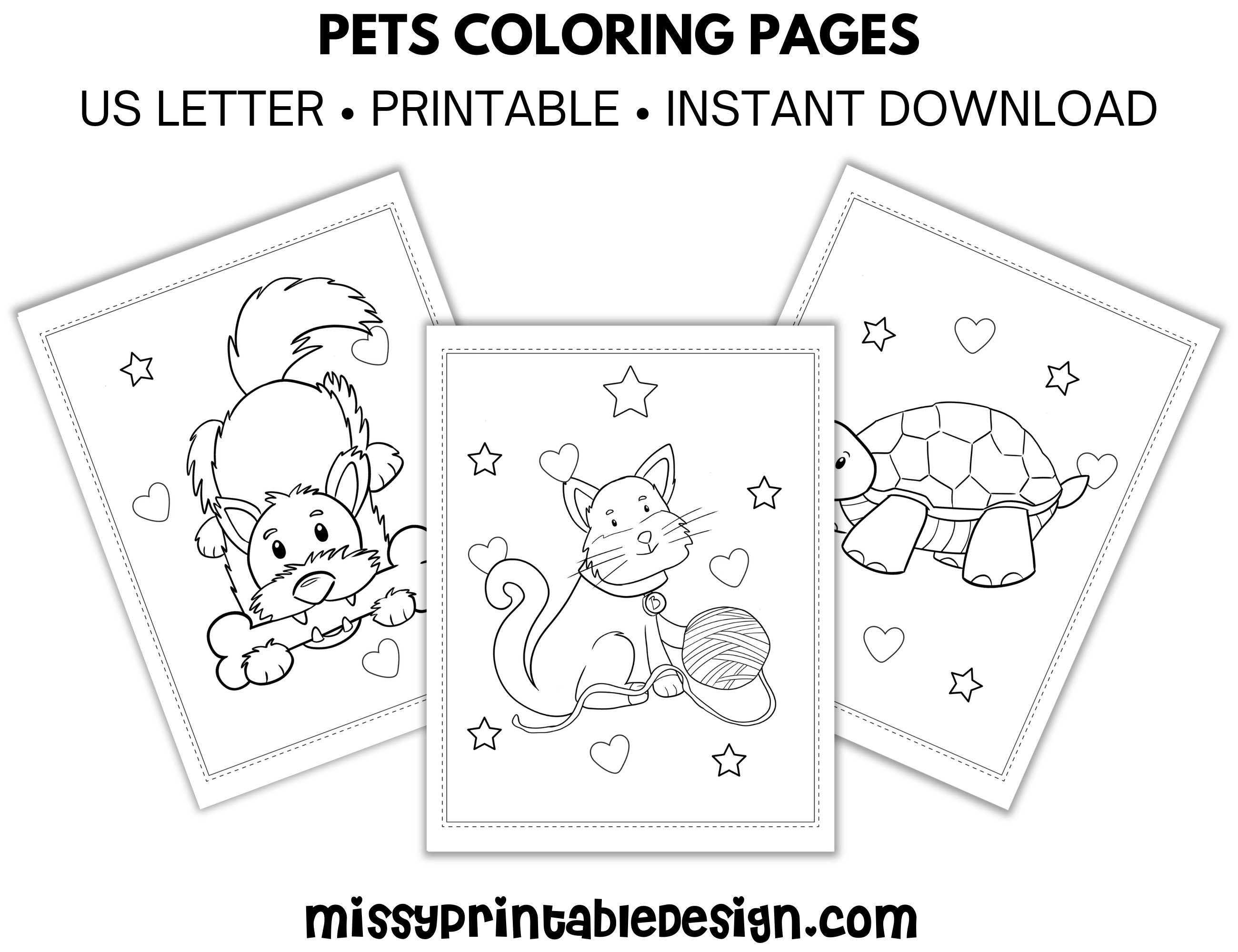 Pets Coloring Pages Printable Pets Coloring Book Pet - Etsy