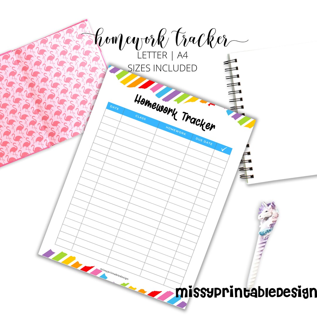 Kids Homework Tracker, Printable Homework Log, Homework Organizer ...