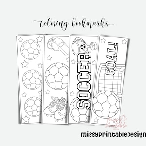 Soccer Coloring Bookmarks, Printable Soccer Coloring, Soccer Party ...